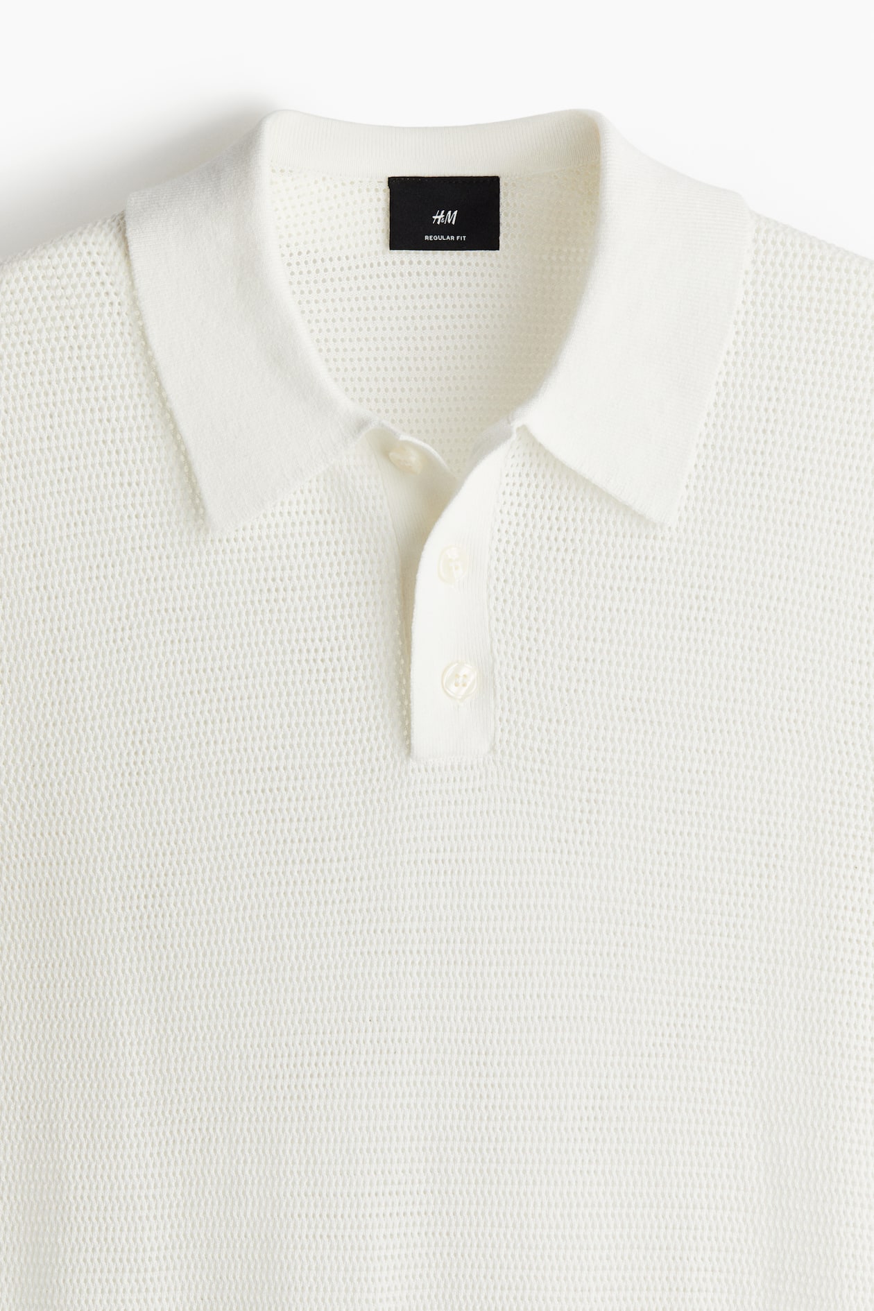 Regular-Fit Hole-Knit Polo Shirt - White - Men | H&M US