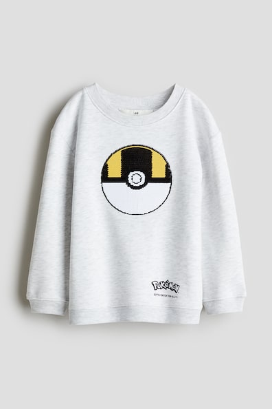 Flip-sequin Sweatshirt - Light gray melange/Pokémon - Kids | H&M US