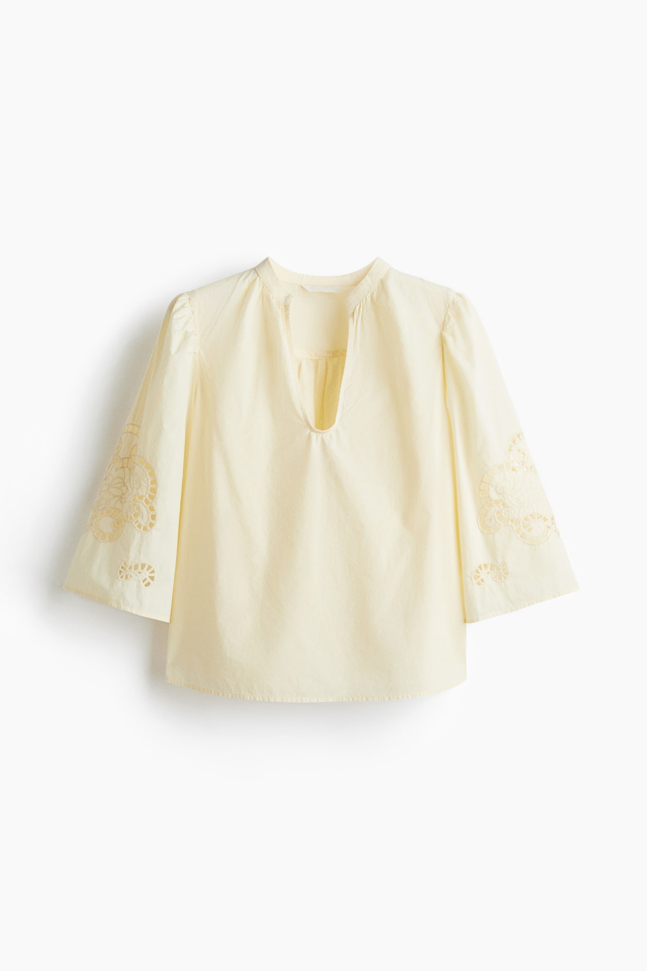 Women's Light yellow Blouse with Eyelet Embroidery | H&M US
