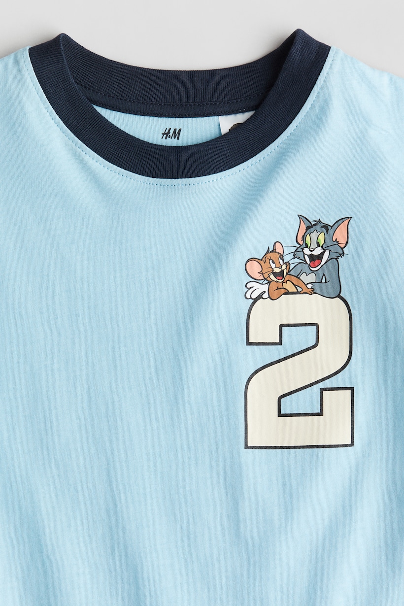 Oversized Printed T-Shirt - Light blue/Tom and Jerry - Kids | H&M US