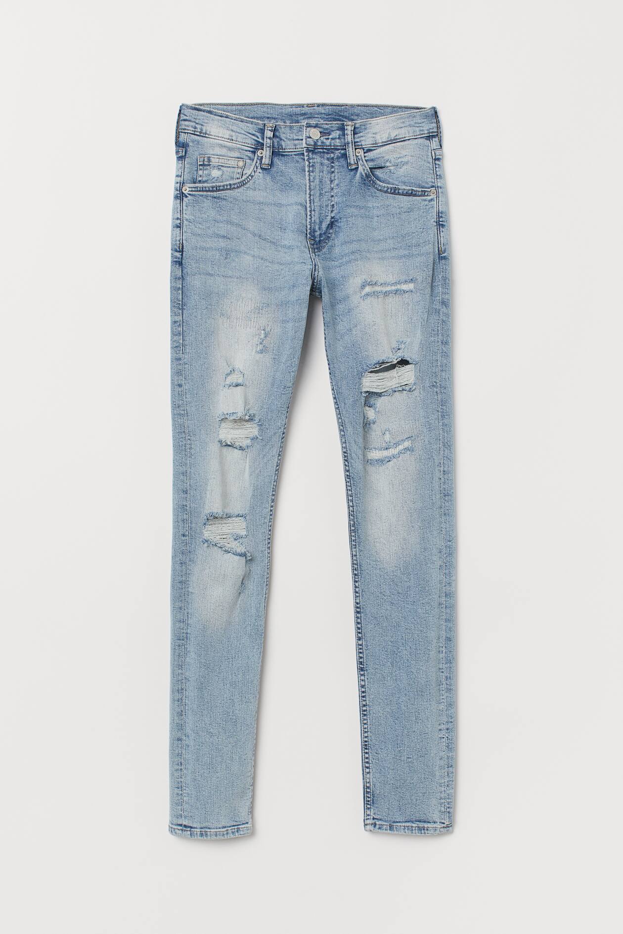 Super Skinny Jeans - Light denim blue/Trashed - Men | H&M GR