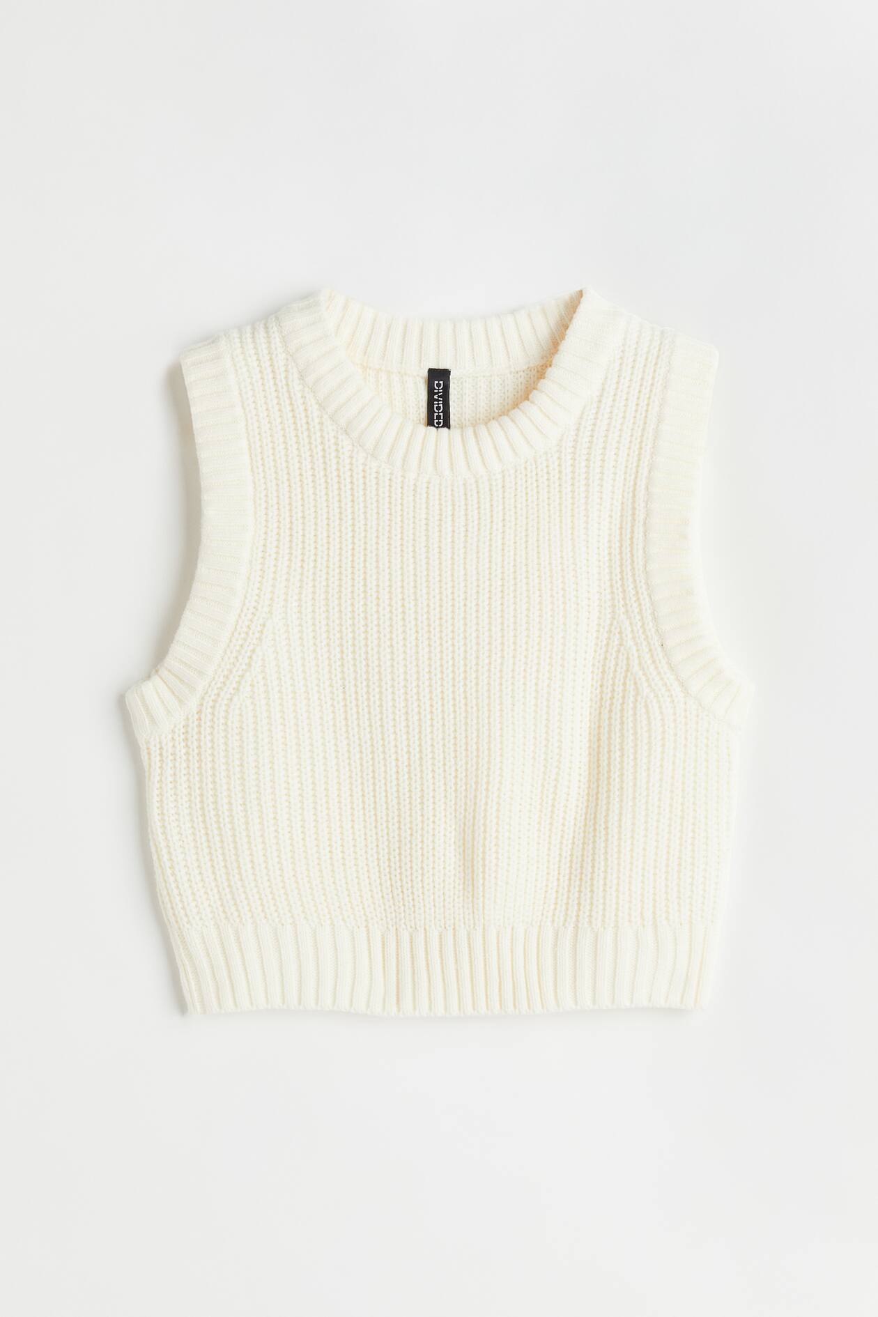 Women's White Cropped Knit Vest | H&M AU