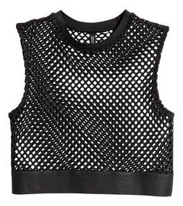 Short Mesh Top - Black - Ladies | H&M US