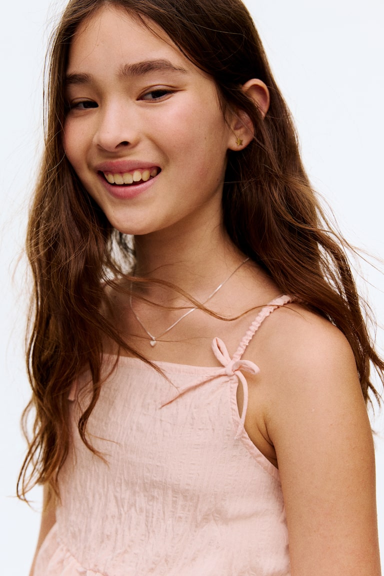 Bow-Detail Peplum Top - Powder pink - Kids | H&M US