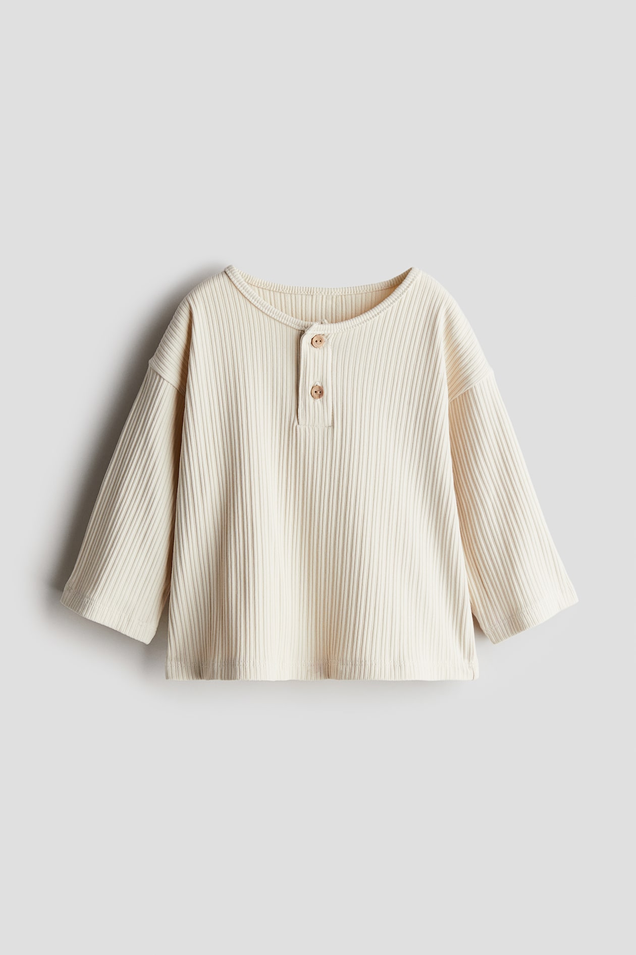 Cream Ribbed Henley Shirt for kids | H&M CA