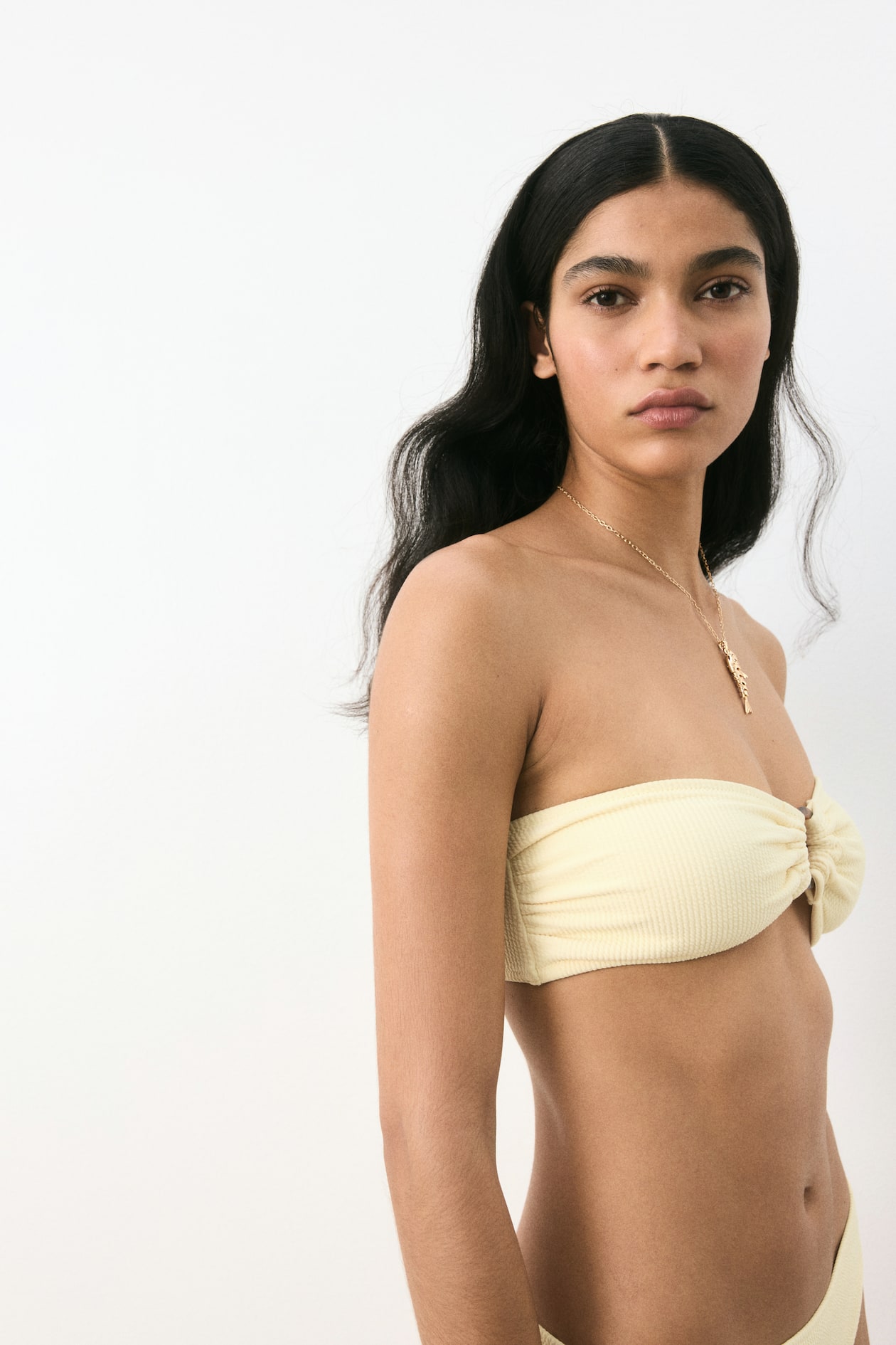 Padded Bandeau Bikini Top - Light yellow - Ladies | H&M US