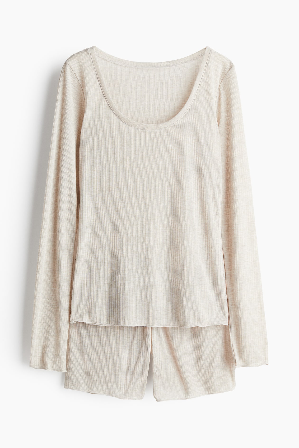 Ribbed pyjamas - Light beige marl - Ladies | H&M GB