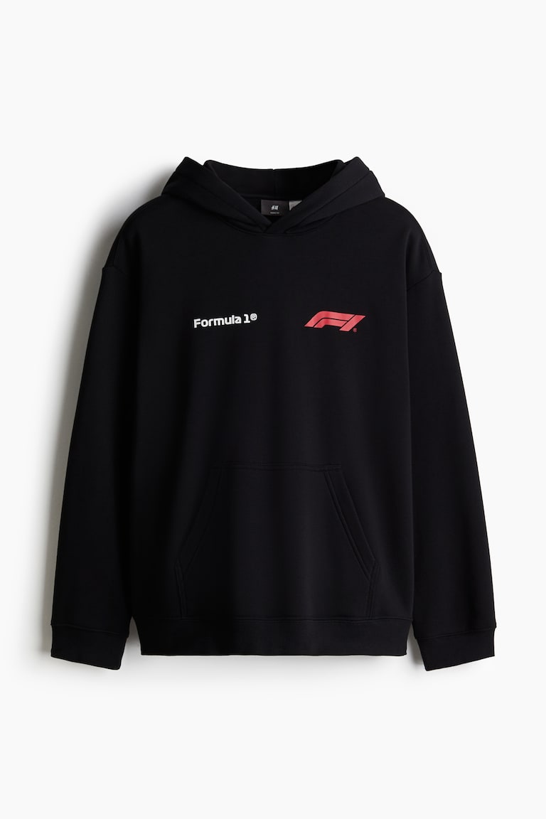 Loose Fit Hoodie - Black/Formula 1 - Men | H&M IN