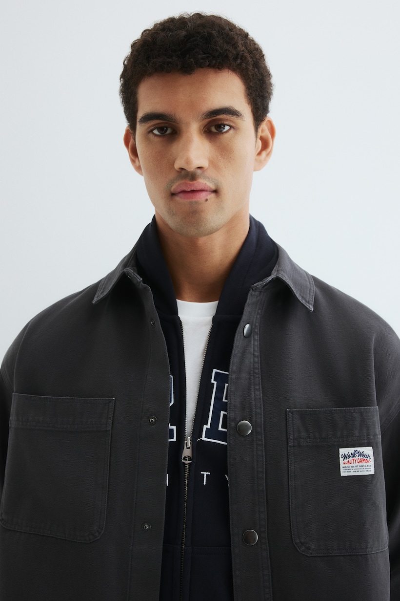 Men’s Dark gray Oversized-Fit Canvas Overshirt | H&M US