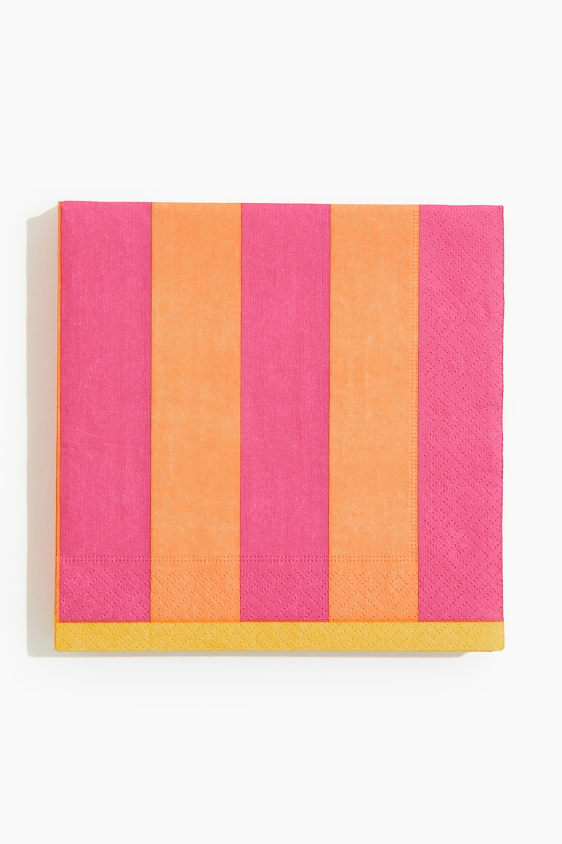 20-pack Striped Paper Napkins - Hot pink/orange - Home All | H&M US