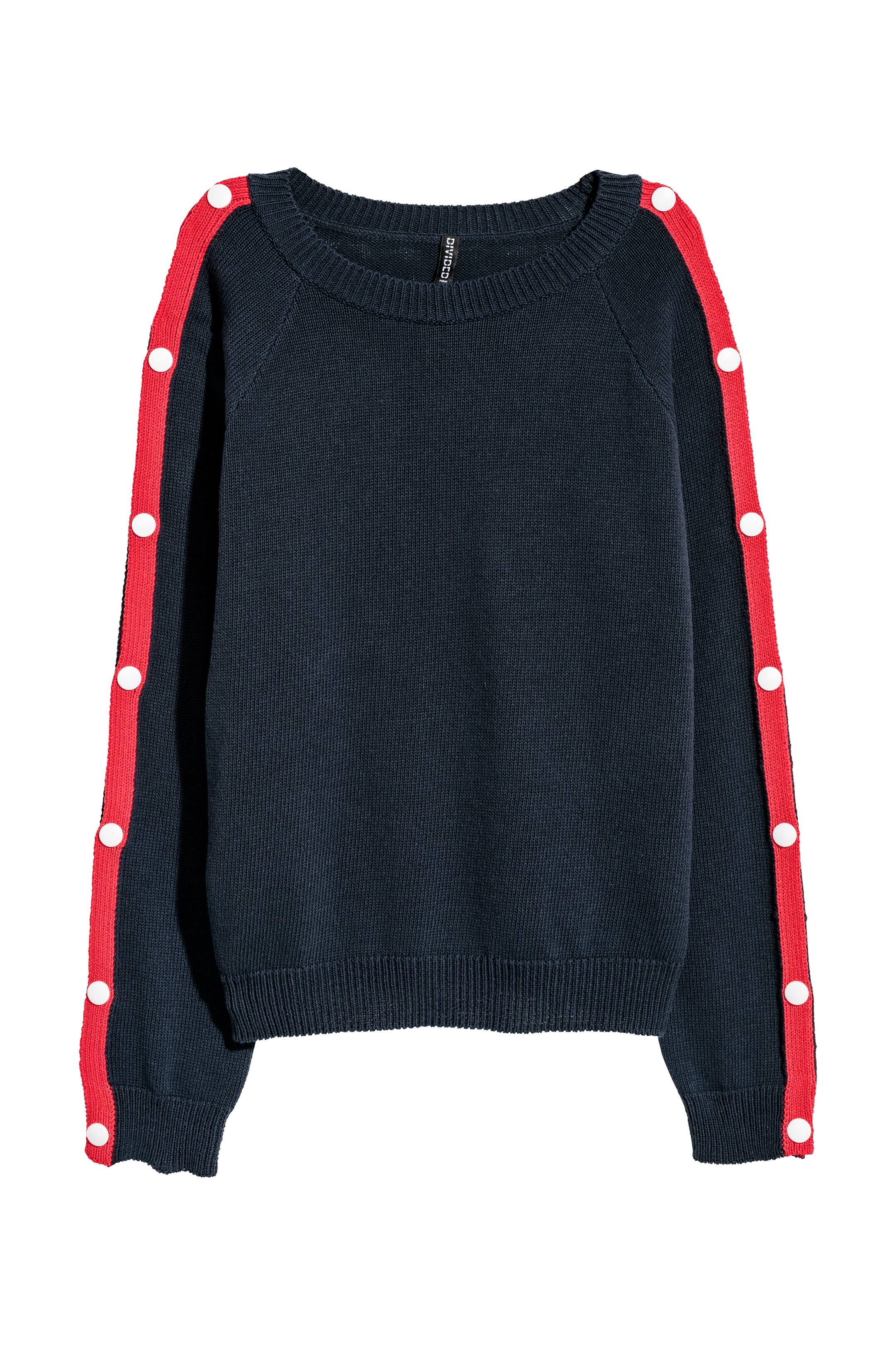 Women's Dark blue Sweater with Snap Fasteners | H&M US