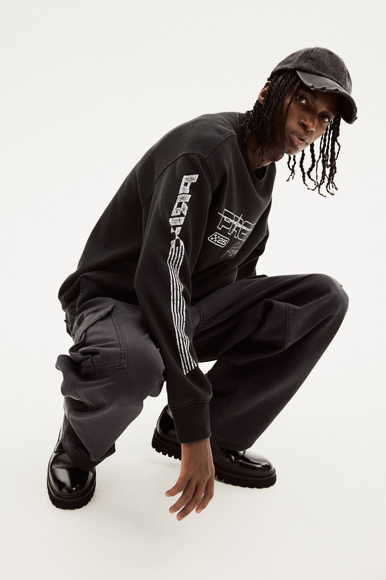 Loose Fit Printed Sweatshirt - Black/Premio - Men | H&M US