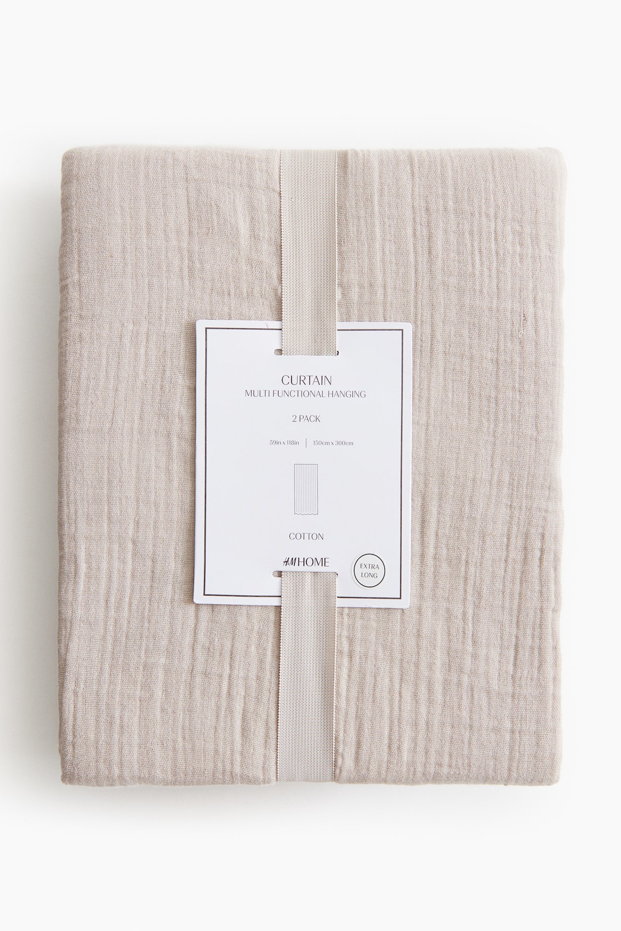 Light beige 2-pack long muslin curtain lengths at H&M Home | H&M US