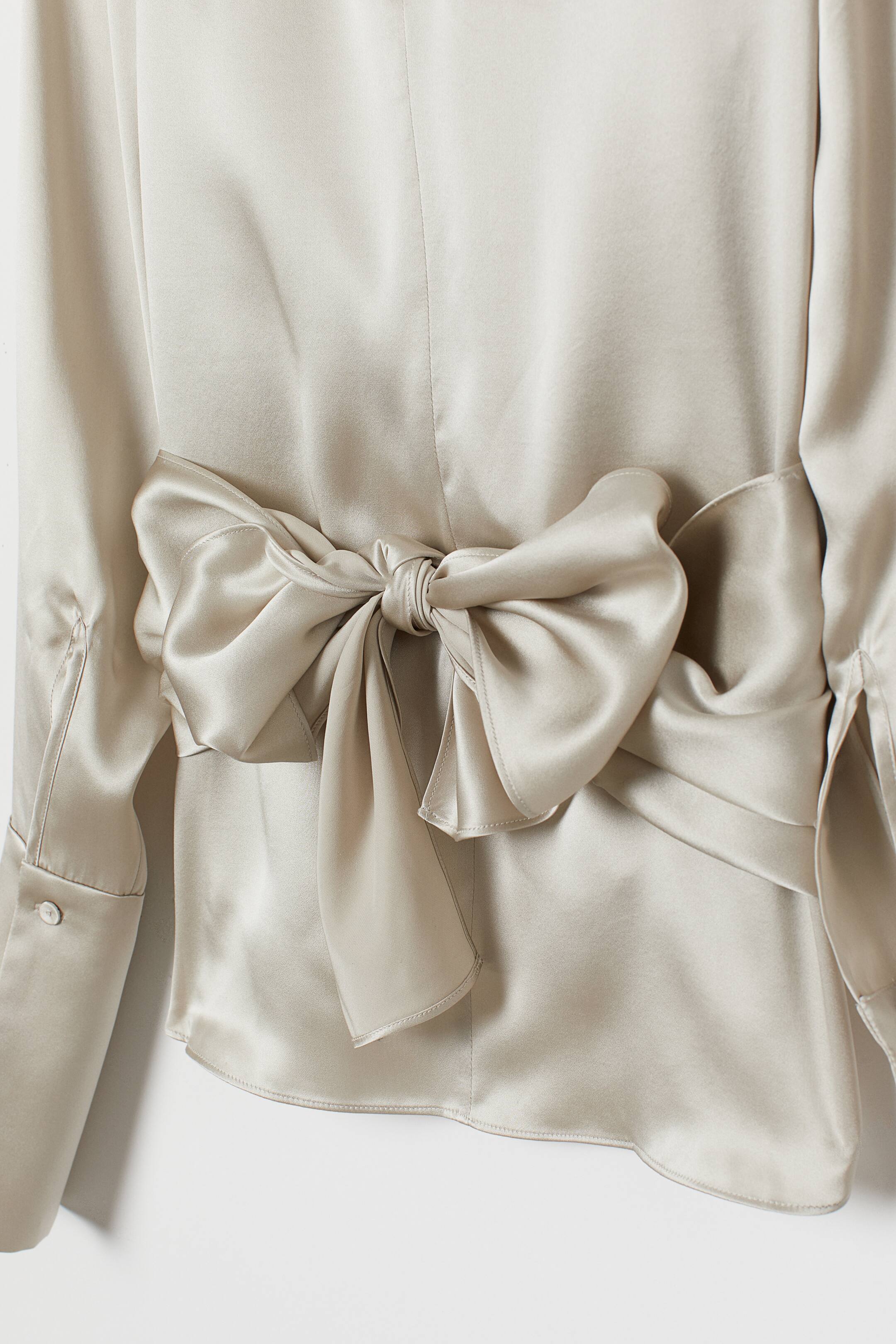 Silk Top with Ties - Light beige - Ladies | H&M US