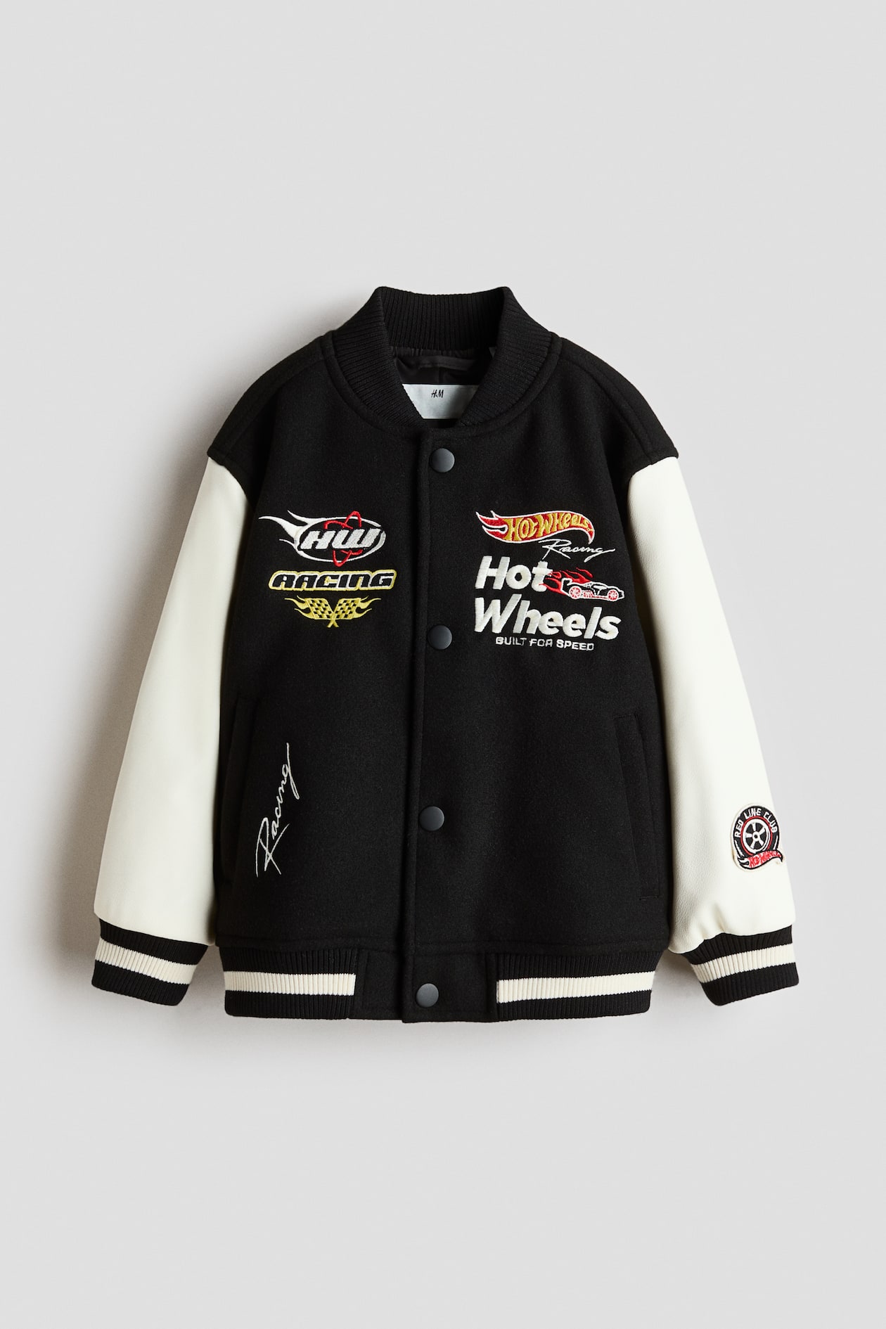 Motif-Detail Baseball Jacket - Black/Hot Wheels - Kids | H&M US