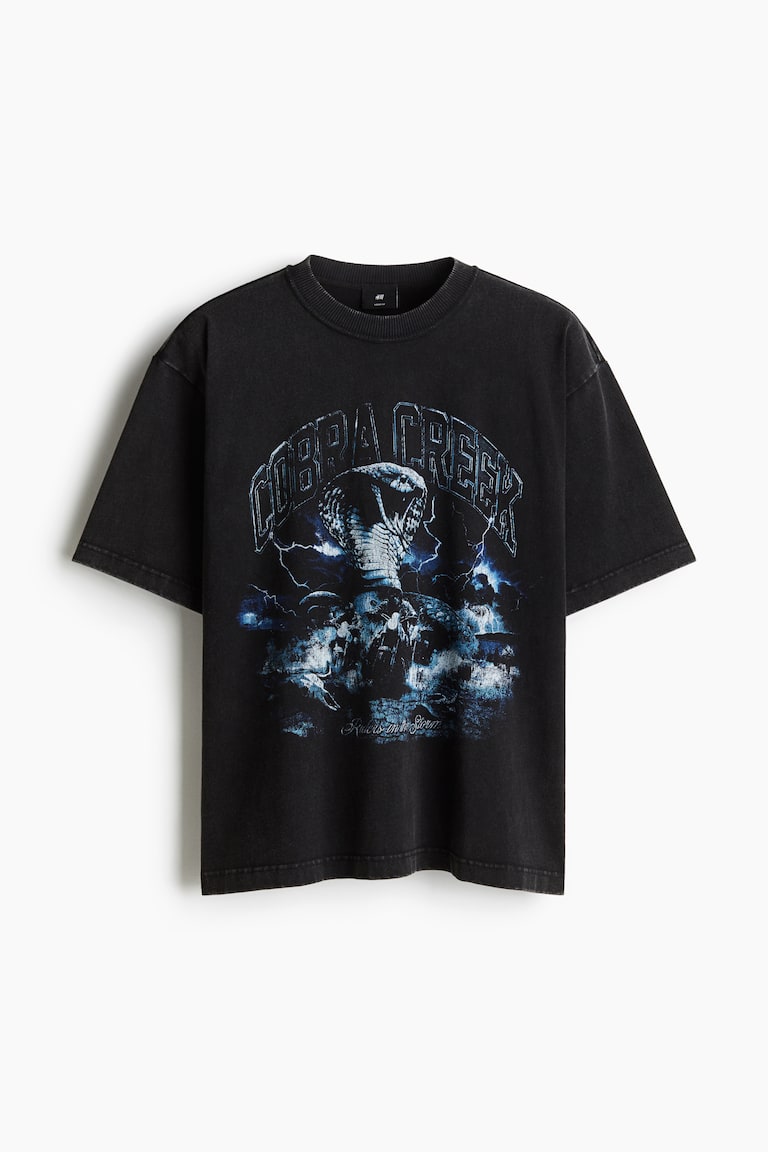 Loose Fit Print Tee - Black/Cobra Creek - Men | H&M AU