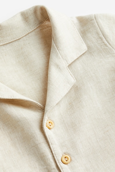 2-piece Linen-blend Set - Light beige/checked - Kids | H&M US