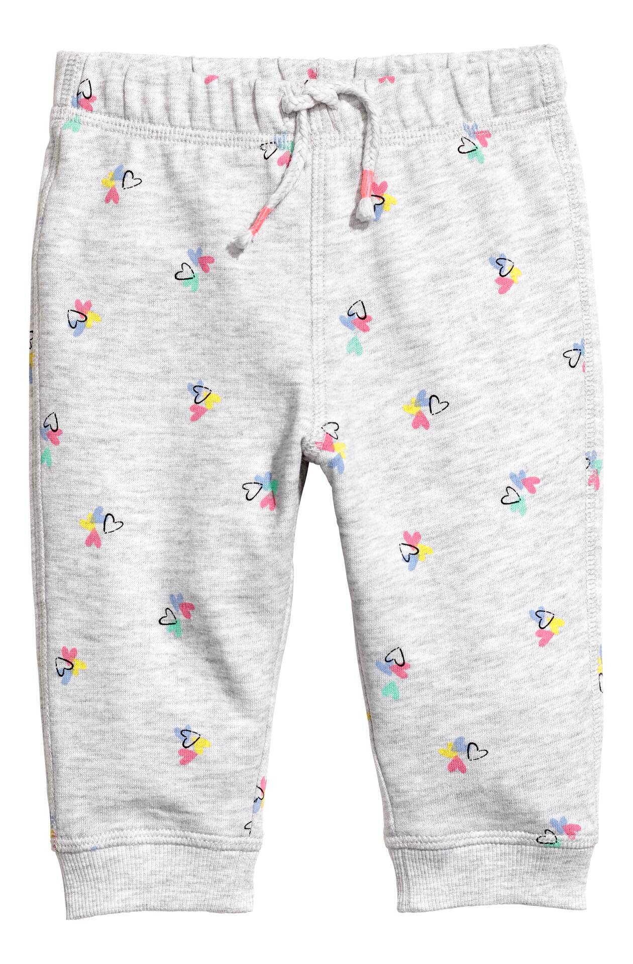 Patterned Joggers - Light gray/hearts - Kids | H&M US