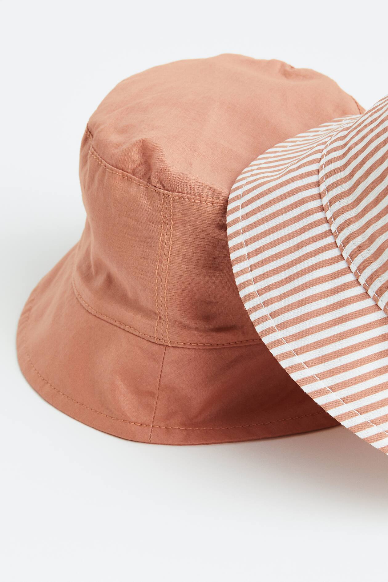 2-pack solhatt i bomull - Rostrosa/Randig - BARN | H&M SE