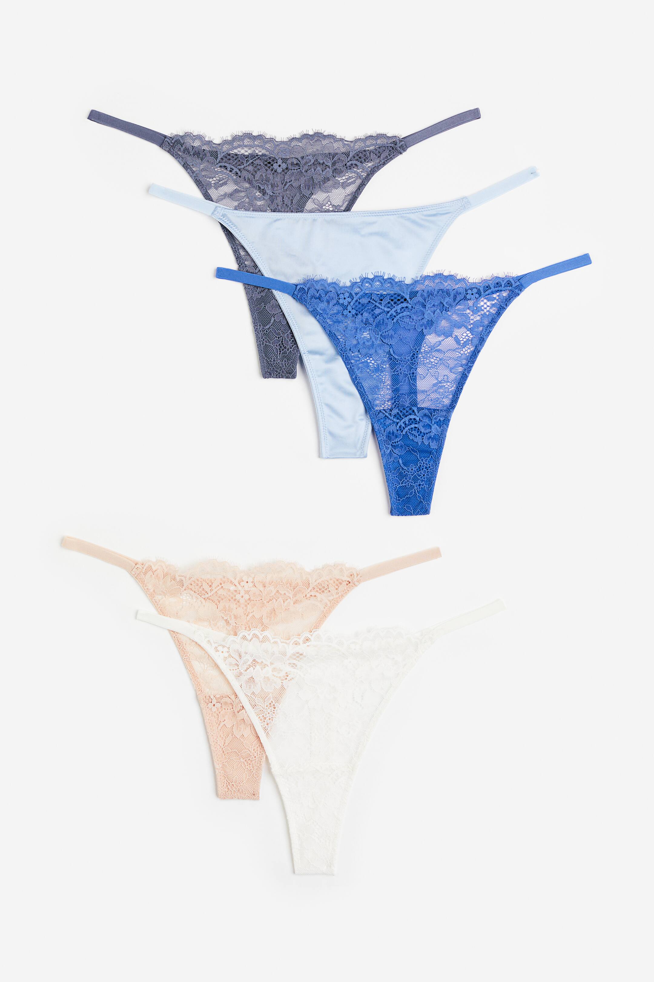 5 Pack Thong Briefs Dark Blue Light Blue Ladies Handm Gb