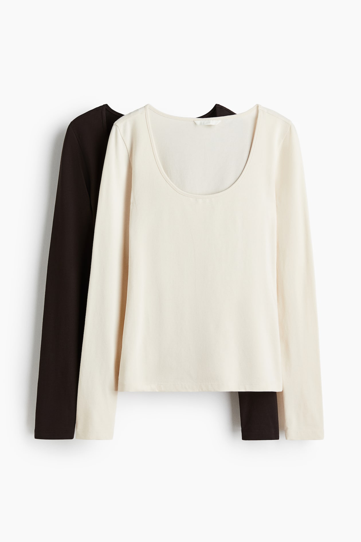 2-pack jersey tops - Dark brown/Cream - Ladies | H&M IN