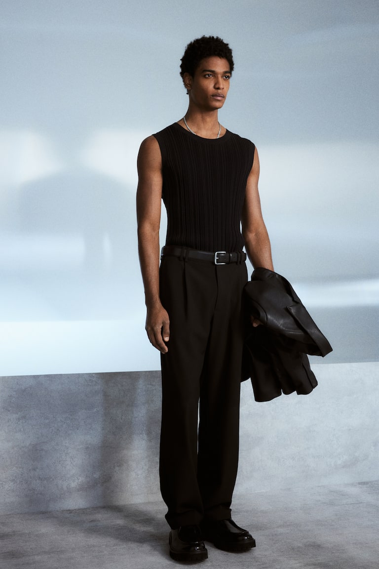 Slim-Fit Ribbed Tank Top - Black - Men | H&M US